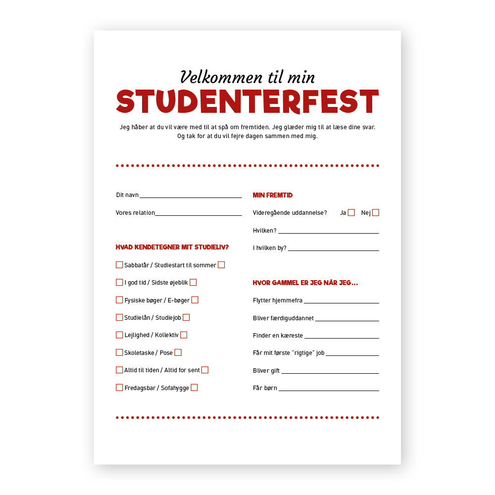 Fremtidsquiz til Studenterfest – Print Selv | Vælg Rød eller Blå Hue ...