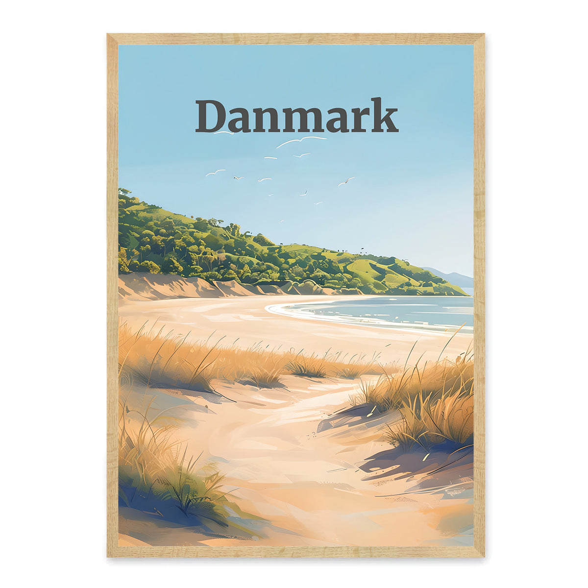 Plakat med sandstrand og siv – Nordisk natur & ro – Homedec.dk