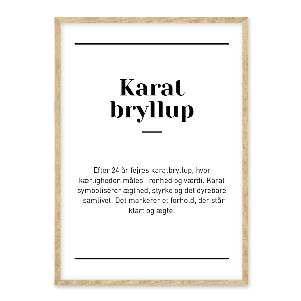 Karat bryllup plakat – 24 års bryllupsdag | Homedec – Homedec.dk