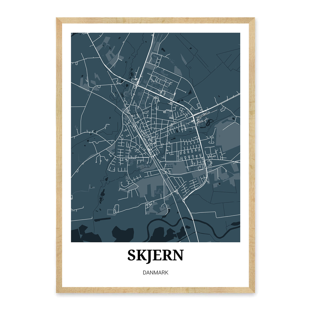 Skjern bykort plakat - Smuk og personlig byplakat – Homedec.dk