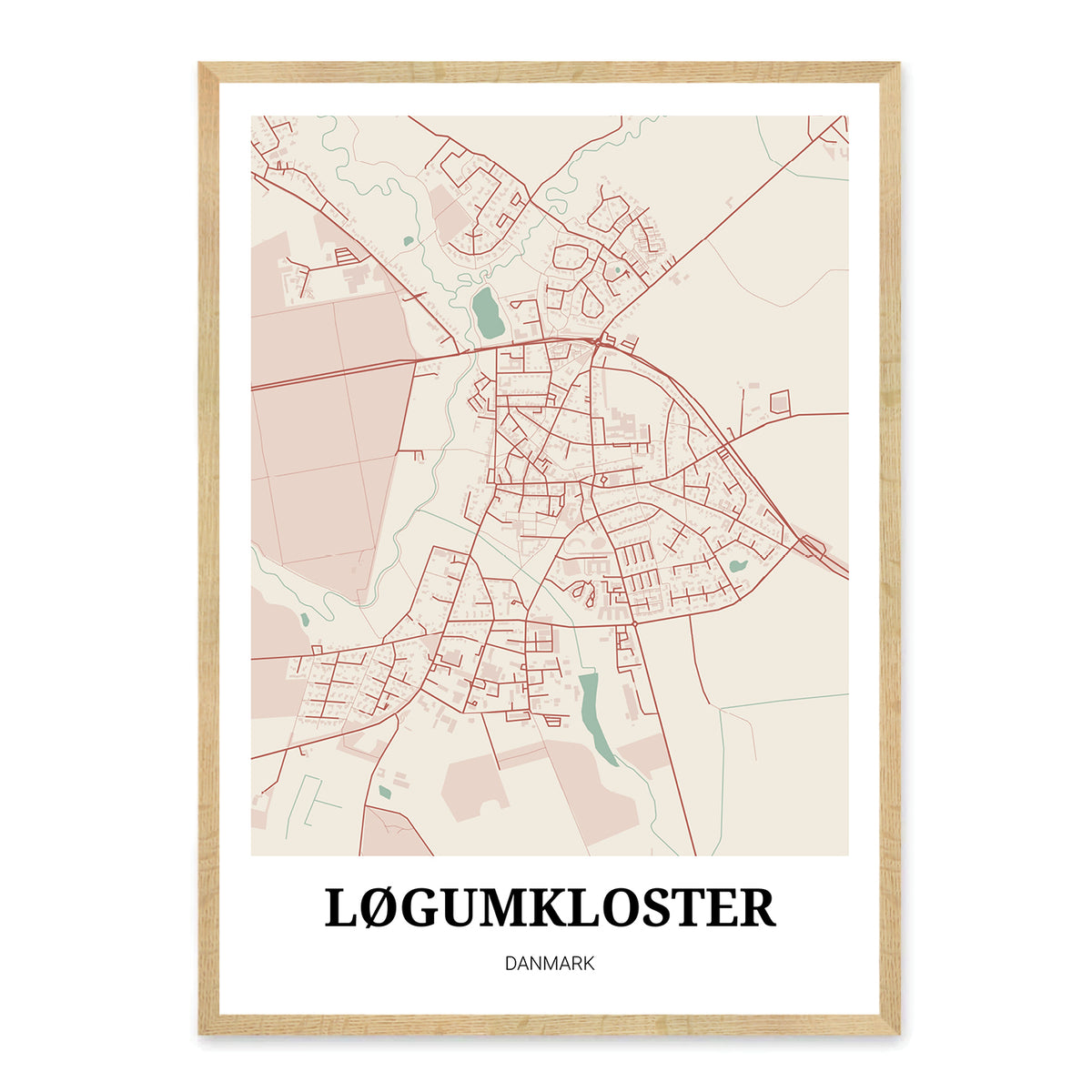 Løgumkloster bykort plakat - Personligt og stilfuldt design – Homedec.dk