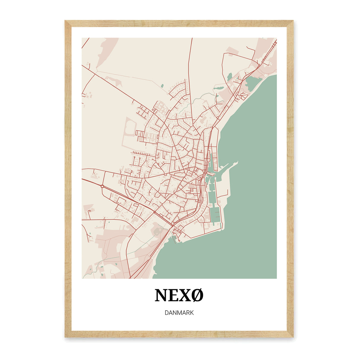 Nexø bykort plakat - En smuk byplakat med din by – Homedec.dk