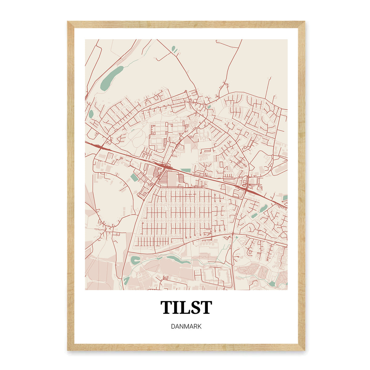 Bykort i Tilst - Smuk byplakat til dit hjem – Homedec.dk