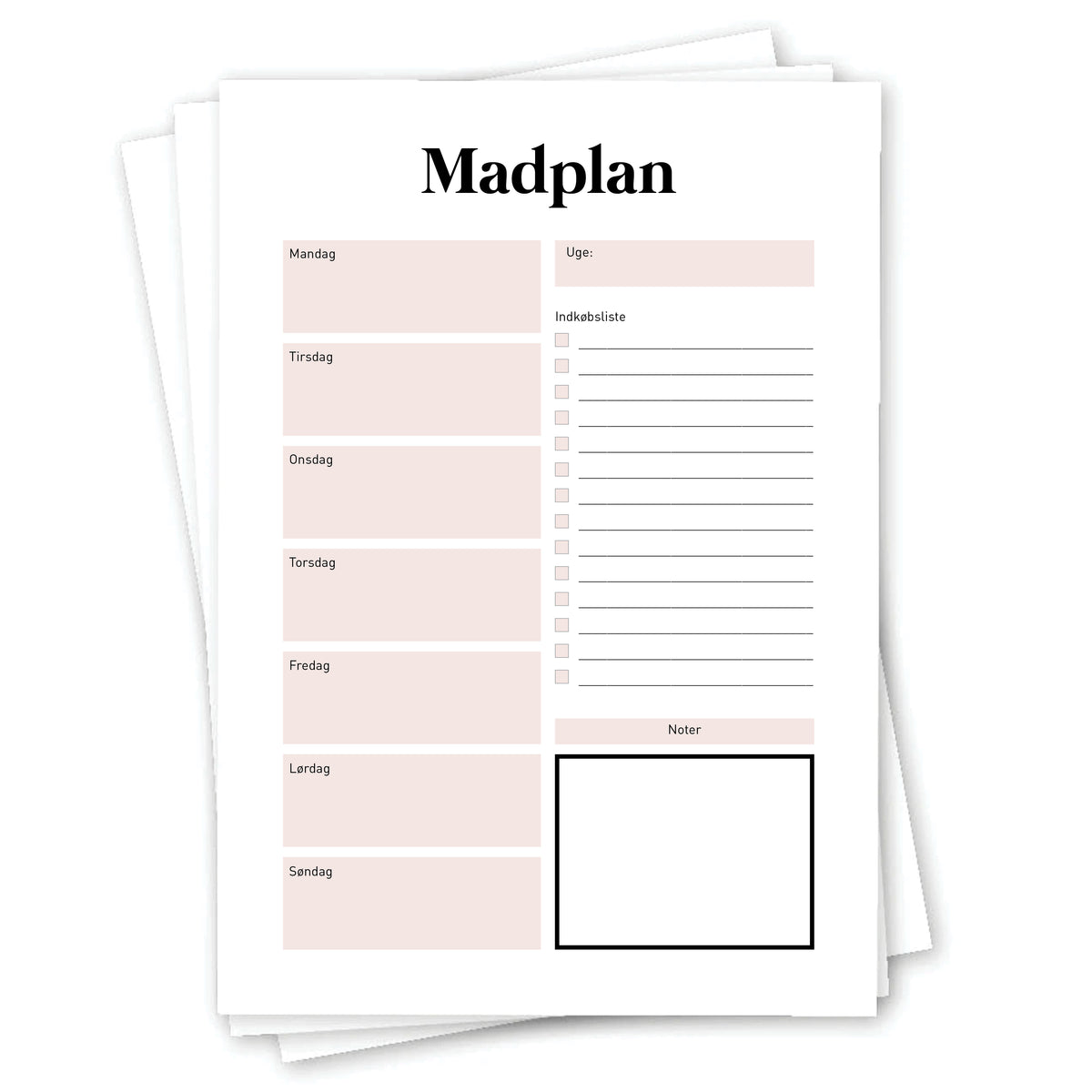 Madplan - Print den smukke print selv madplan – Homedec.dk
