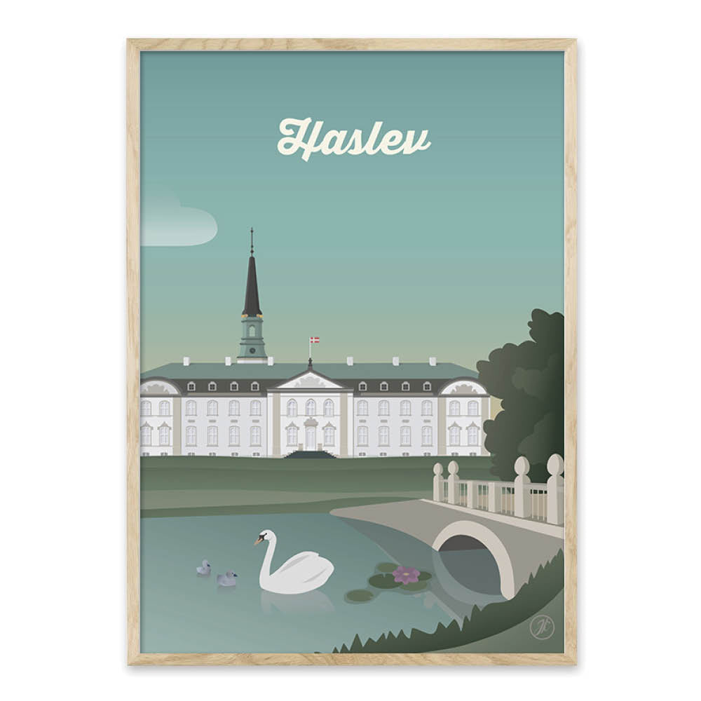Haslev byplakat - illustration af Jeanet Kristensen – Homedec.dk